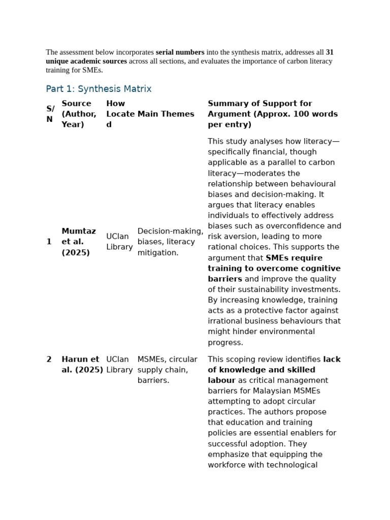 Part 1: Synthesis Matrix | PDF | Corporate Social Responsibility ...