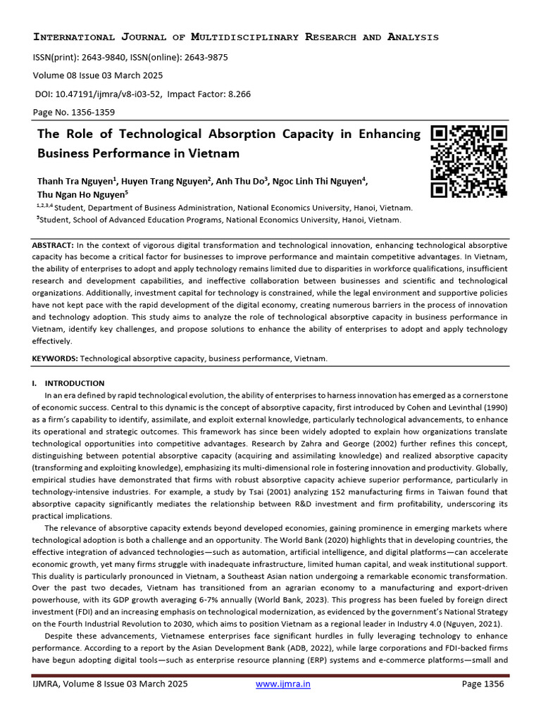 The_Role_of_Technological_Absorption_Capacity_in_E | PDF | Vietnam ...