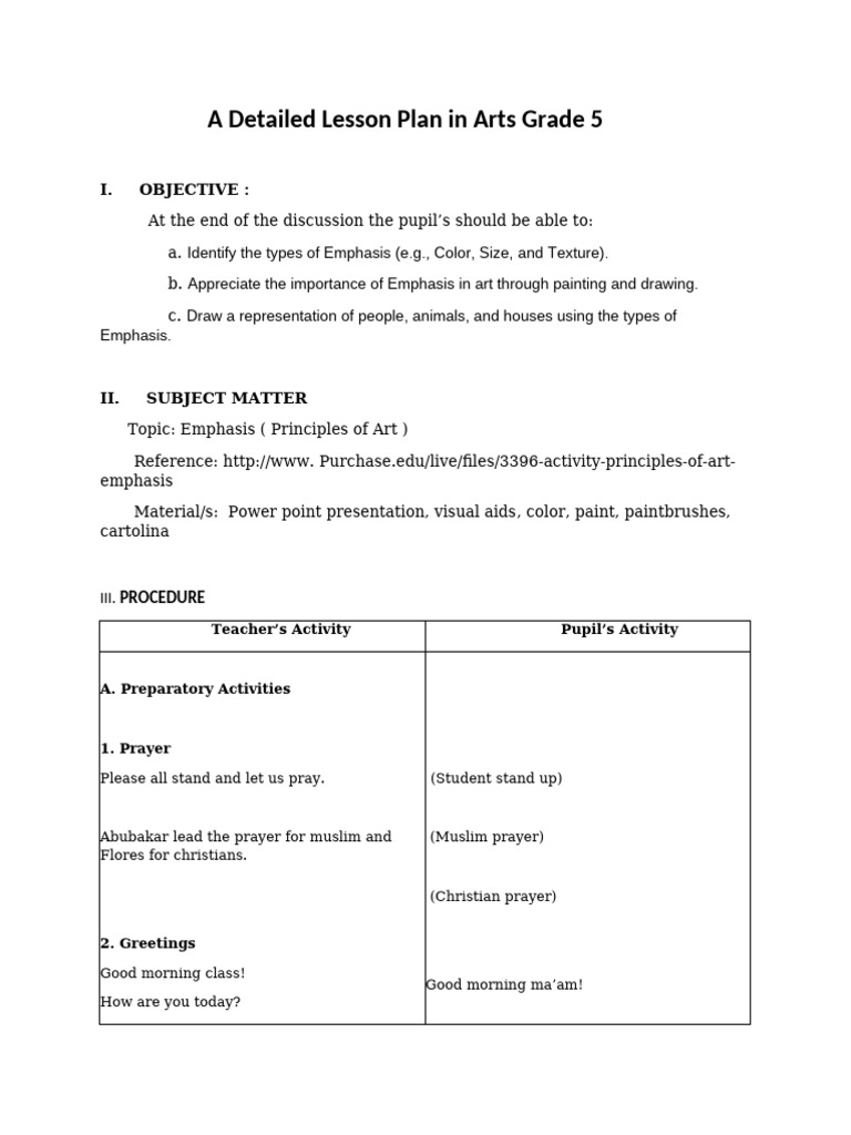 688168098 a Detailed Lesson Plan in Arts Grade 5 (2) | PDF ...