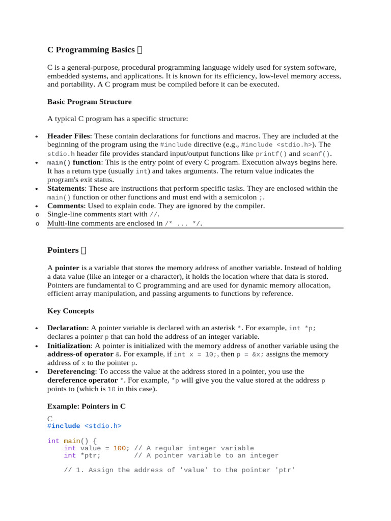 C Programming Basics | PDF | Pointer (Computer Programming) | C ...