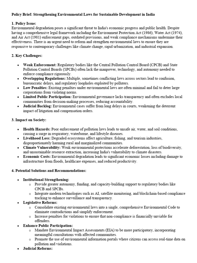 Policy Brief Environment | PDF | Environmental Law | Sustainability