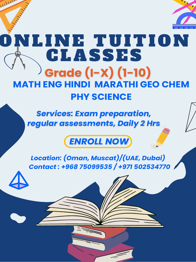 Blue and Orange Illustrated Tuition Classes Poster | PDF