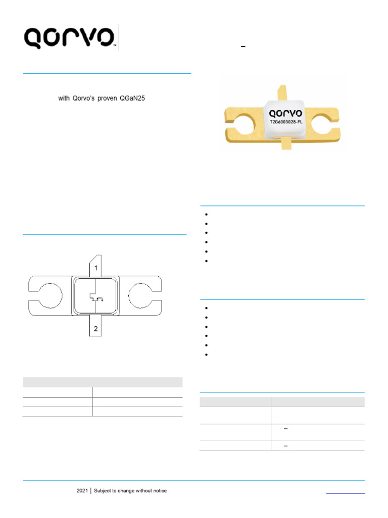 T2G6003028-FL Data Sheet | PDF | Amplifier | Field Effect Transistor