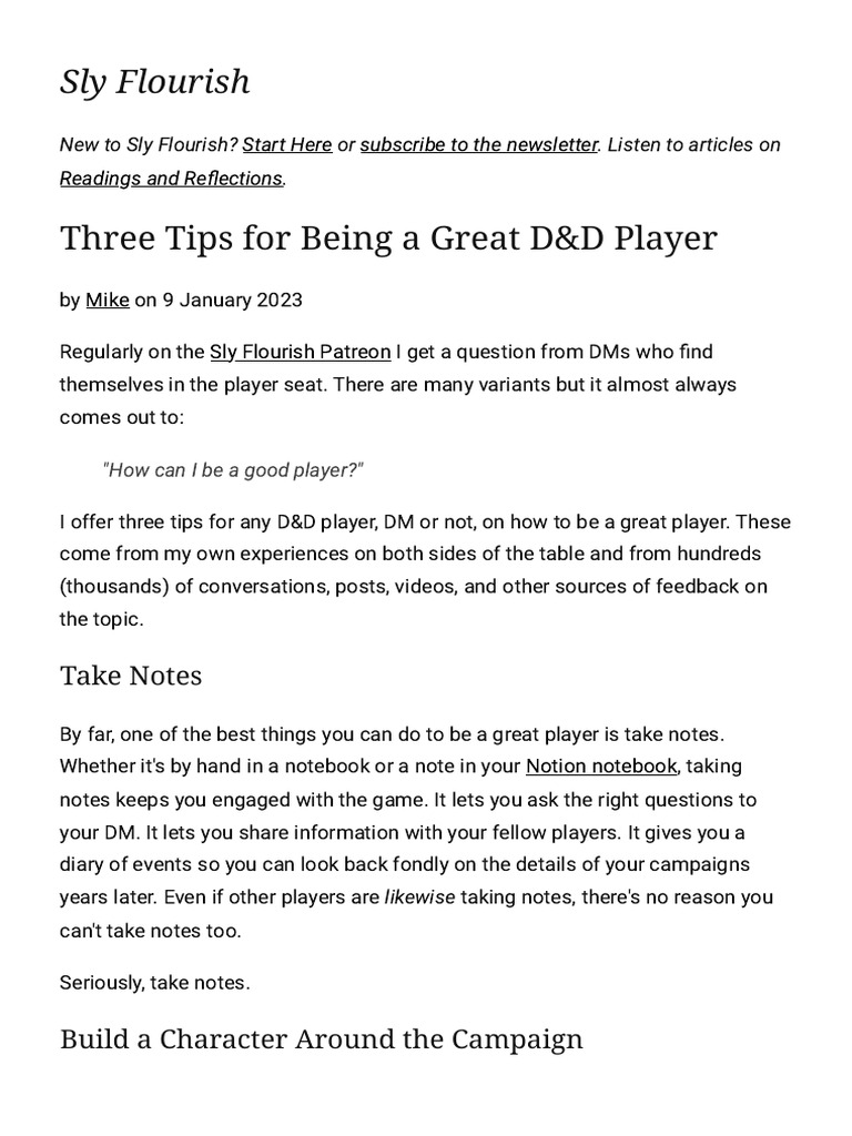 Three Tips for Being a Great D&D Player_ SlyFlourish.com | PDF ...