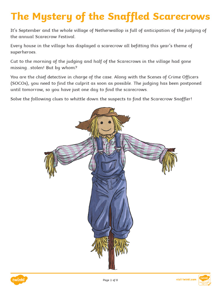The Mystery of The Snaffled Scarecrows Maths Game | PDF | Angle | Shape