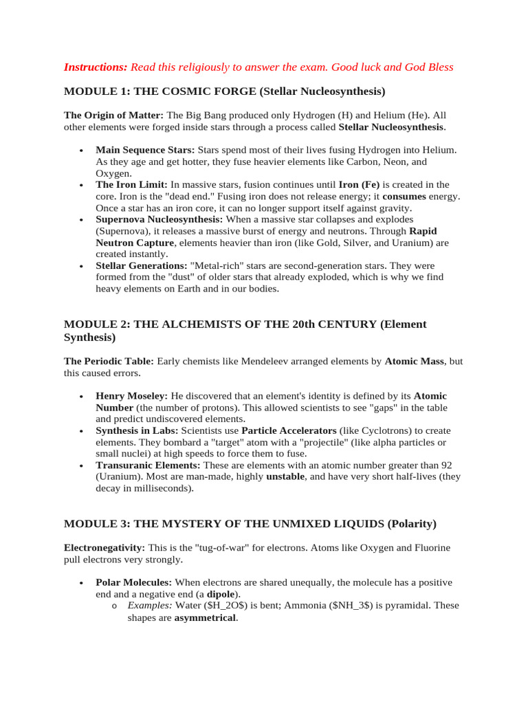 Physical Science Quarter 1 Reading Material for Exam | PDF | Chemical ...