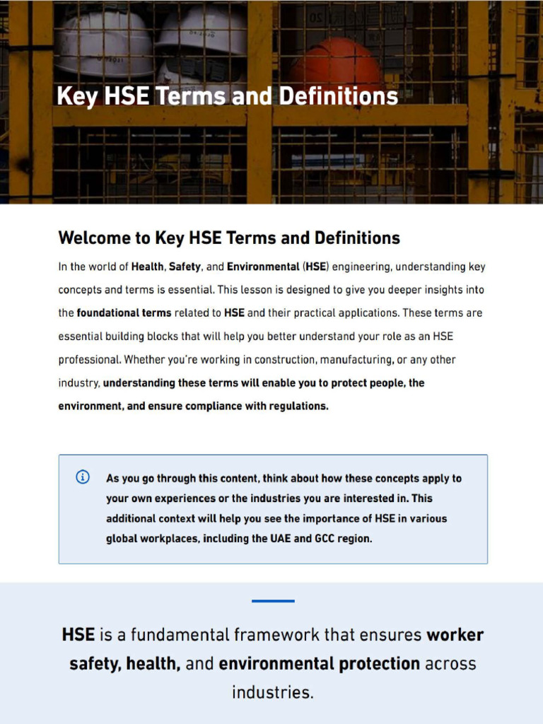 1.1.1. KEY HSE Terms and Definitions | PDF | Occupational Safety And ...