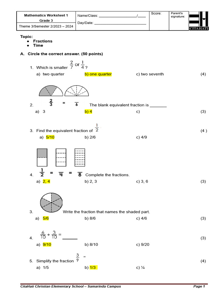 Math Fraction N Time Grade 3 | PDF | Chess Theory | Chess