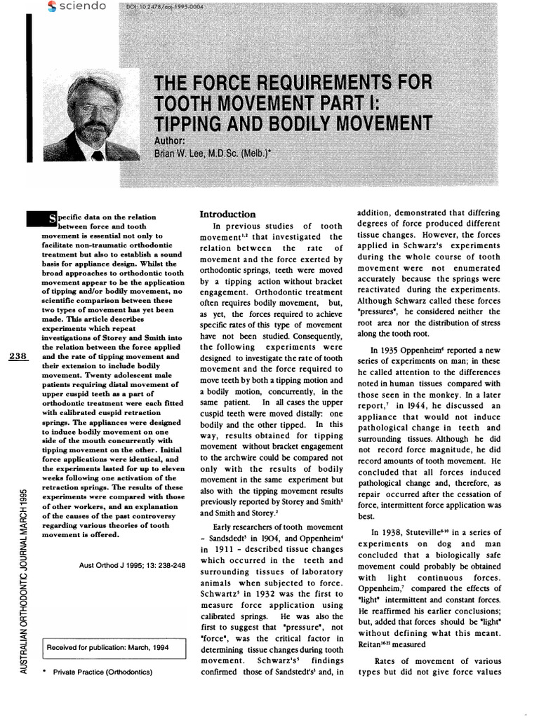The Force Requirements for Tooth Movement Part I ++ | PDF ...