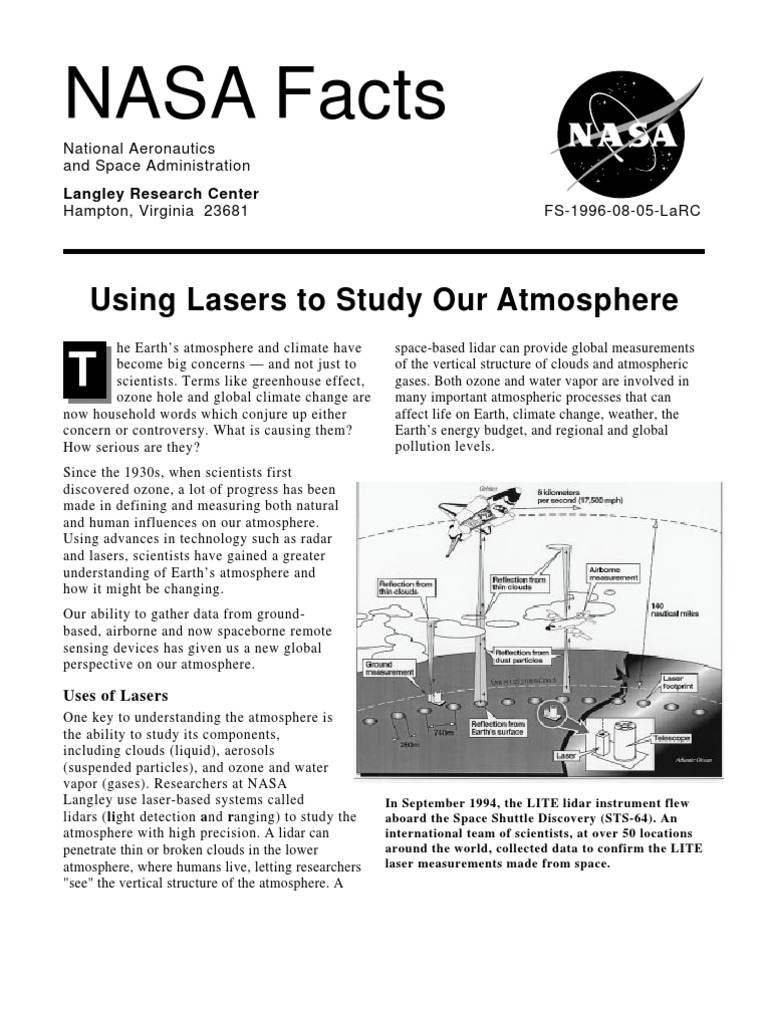 NASA Facts: Using Lasers To Study Our Atmosphere | PDF | Lidar ...