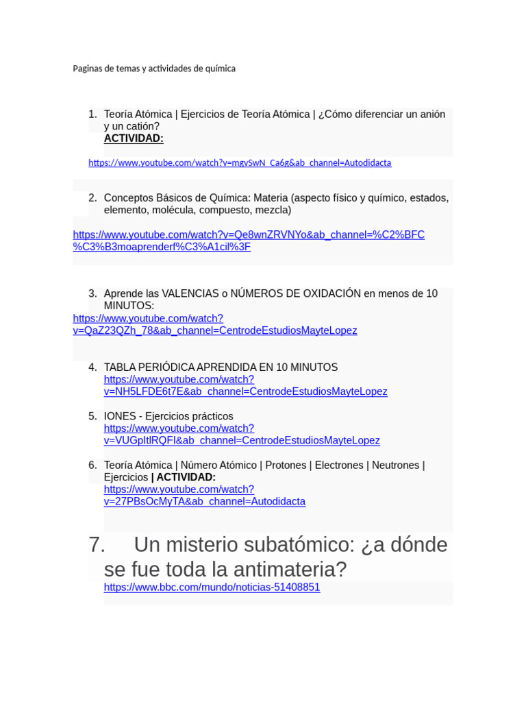 Paginas de Temas y Actividades de Química | PDF