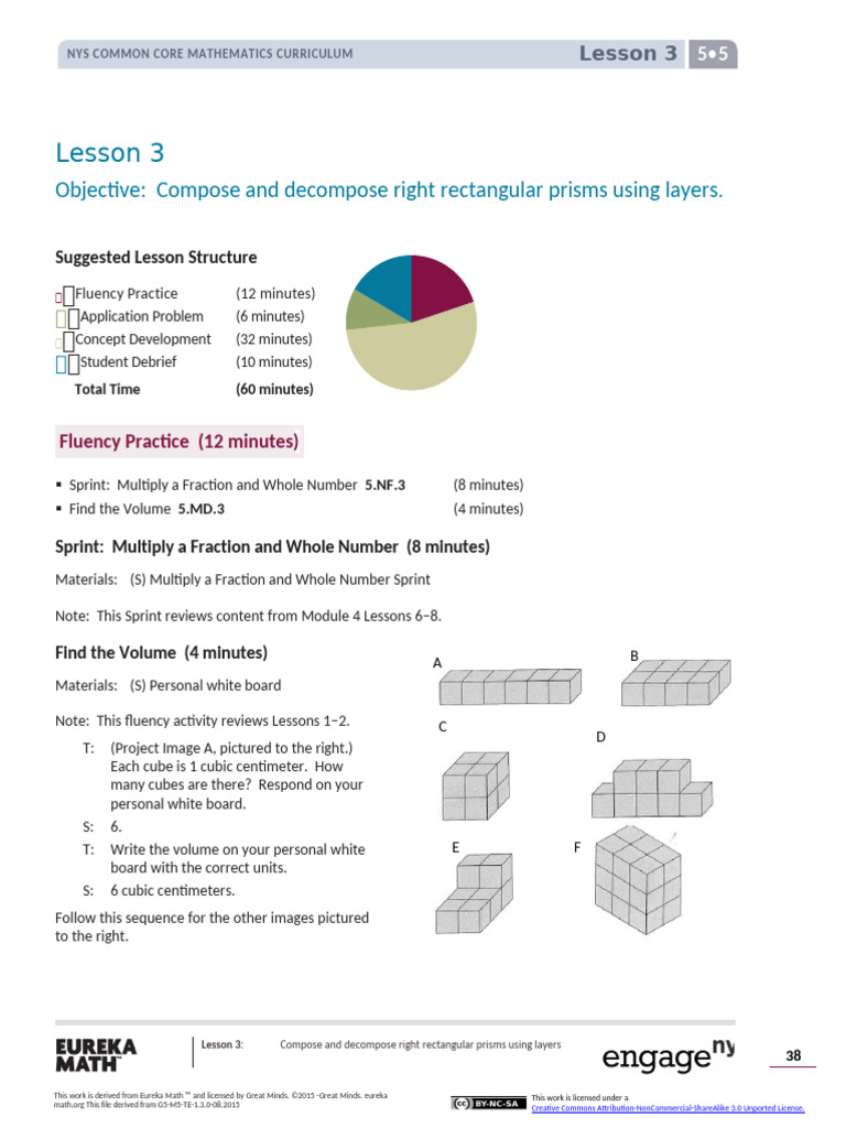 Math g5 m5 Topic a Lesson 3 | PDF | Volume