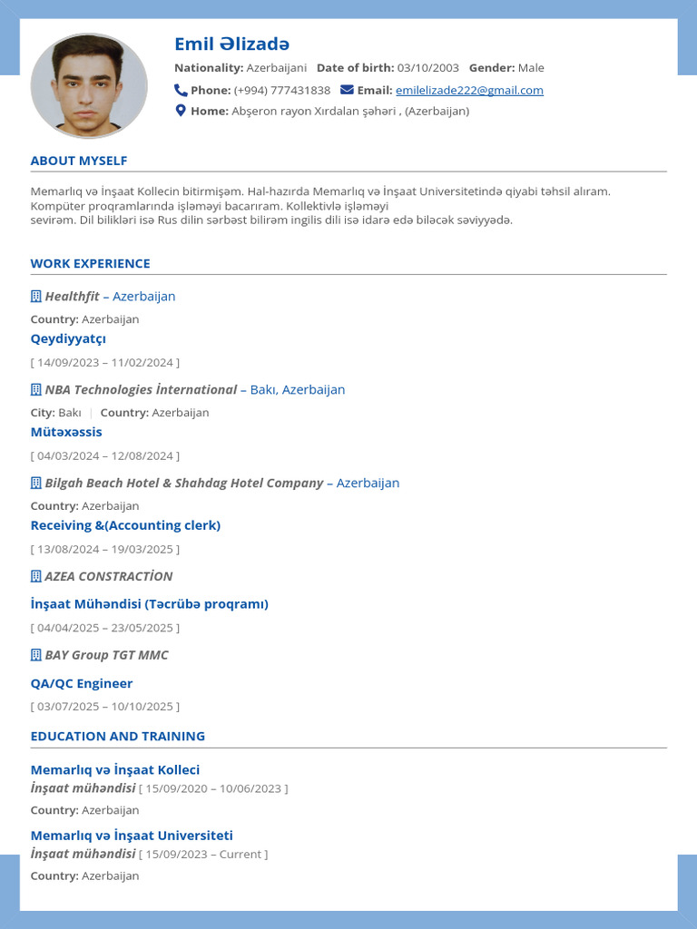 Emil Eliza de CV | PDF