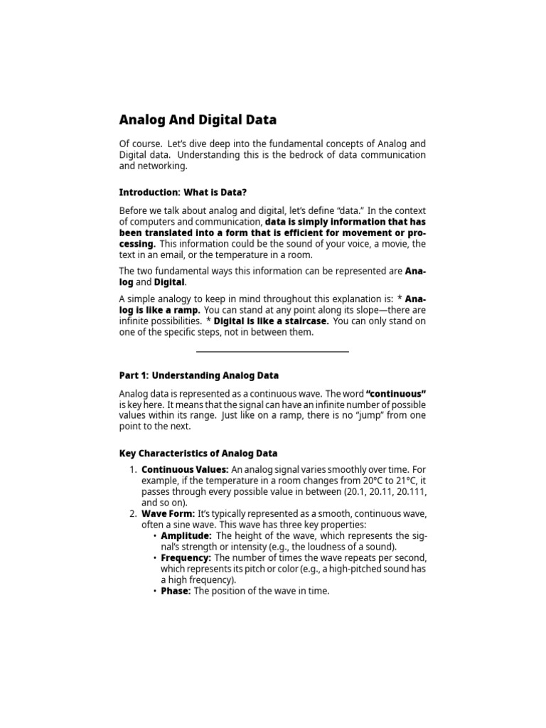 Analog and Digital Data | PDF | Analog To Digital Converter | Digital ...