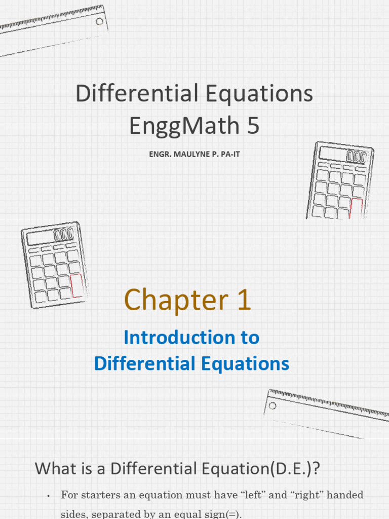 Chapter 1 - Introduction To Differential Equations | PDF | Equations ...