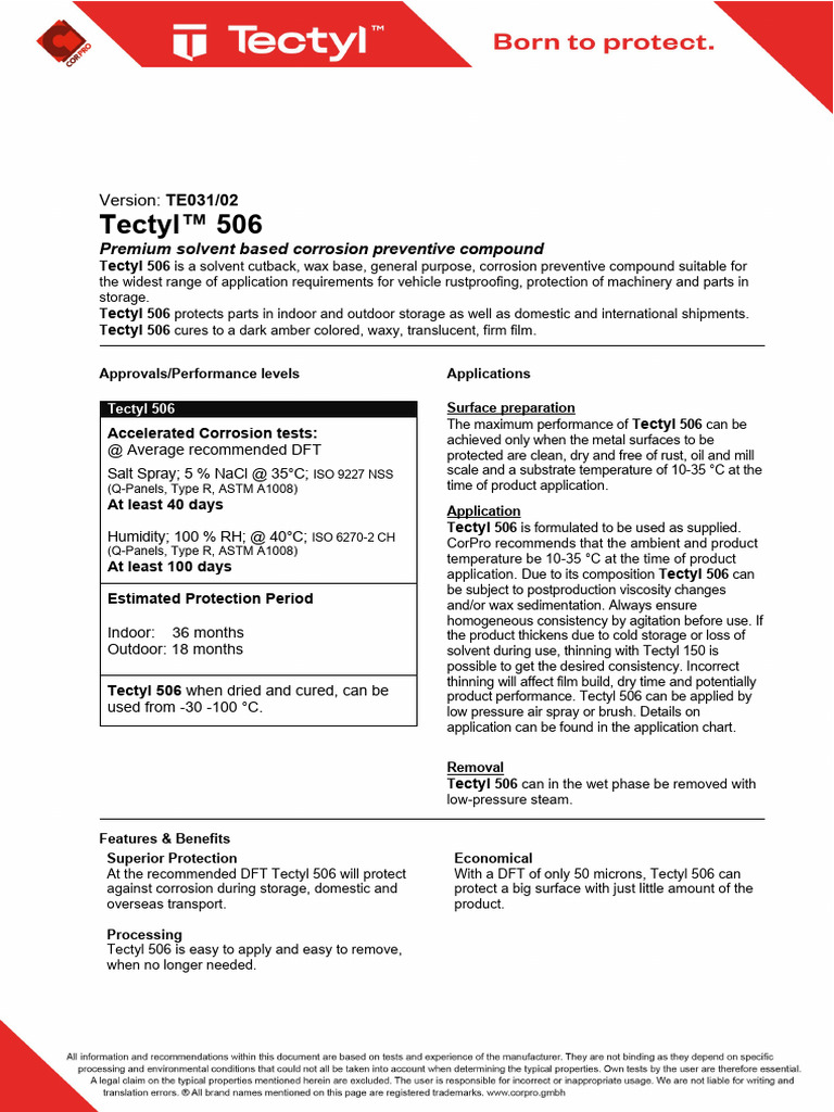 30359df3255a Tectyl 506 TDS EN | PDF | Materials | Industrial Processes