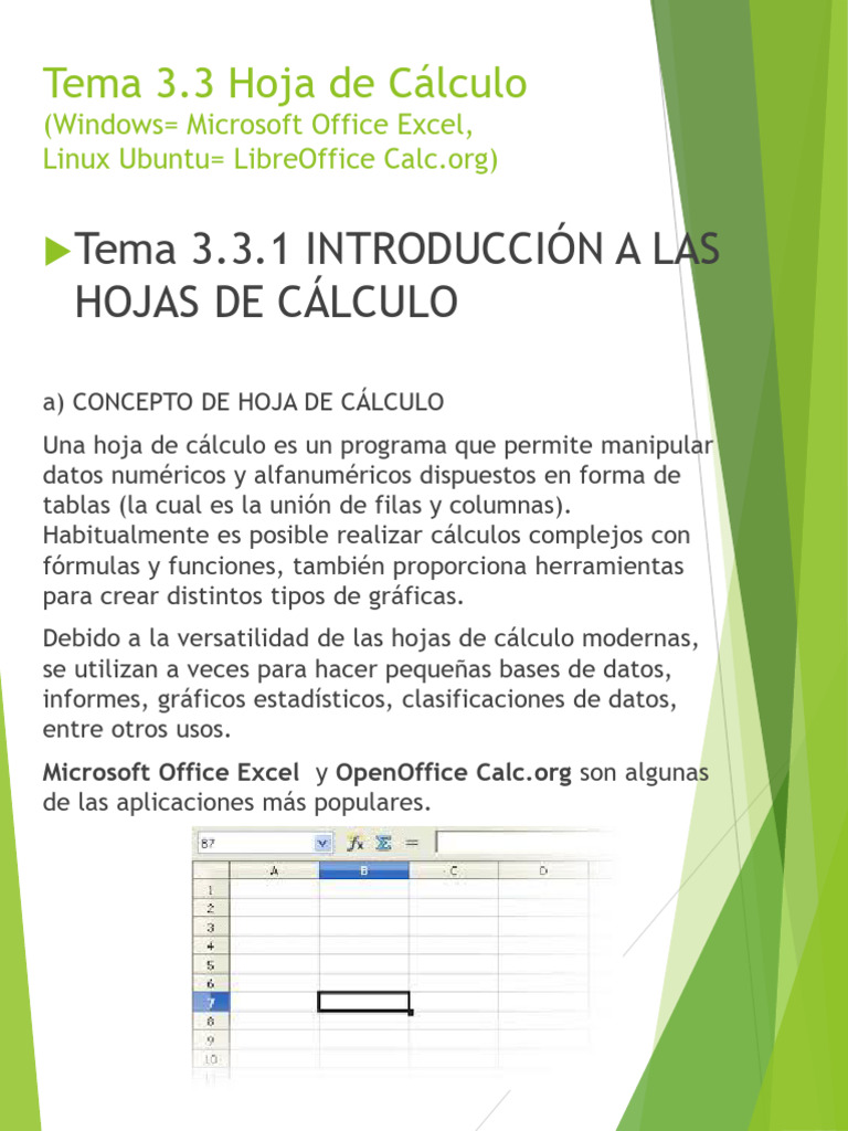 Tema 3.3 Hoja de Cálculo | PDF | Hoja de cálculo | Microsoft Excel