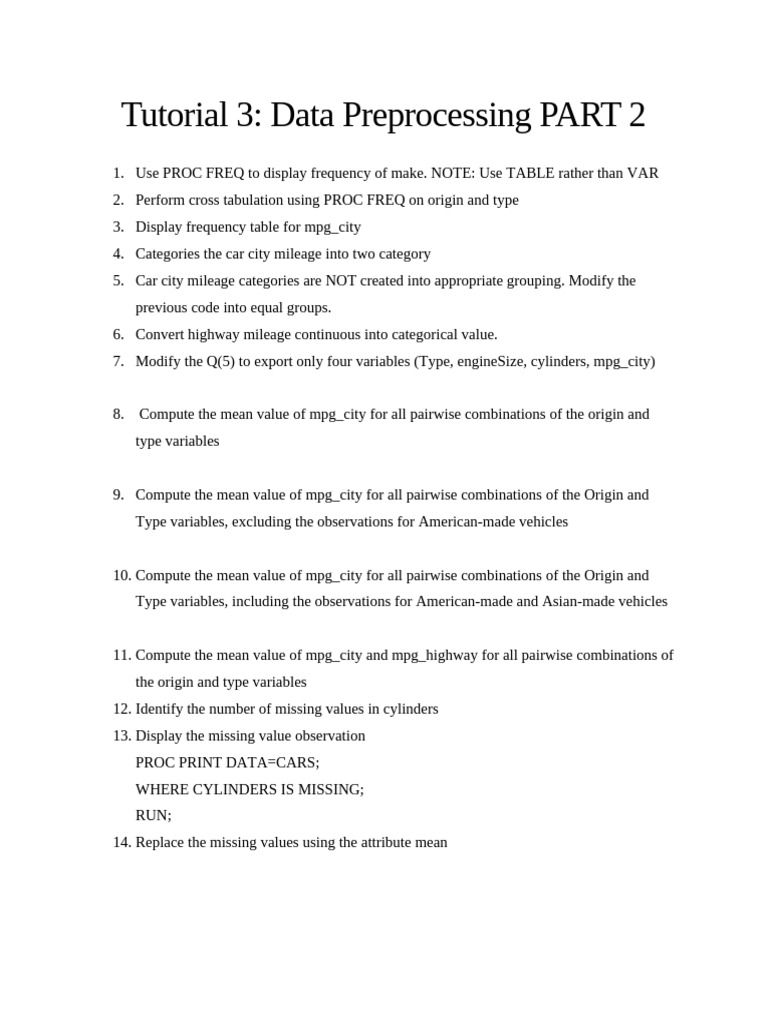 Tutorial 3 Data Preprocessing PART 2 | PDF
