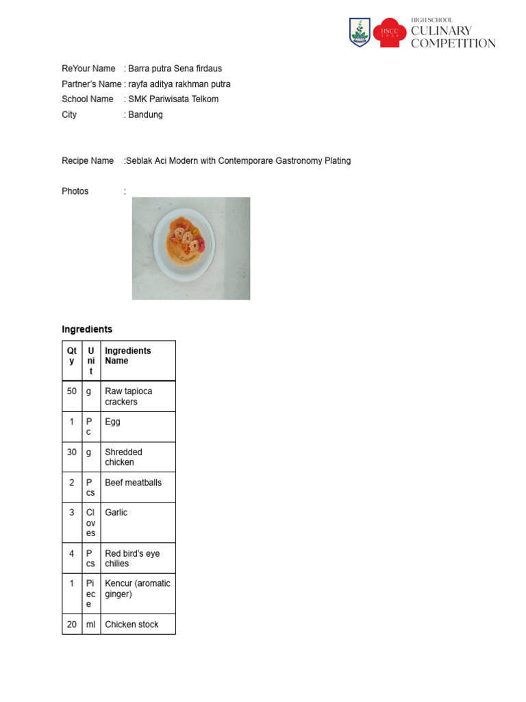 Resep Seblak With Plating Modern Barra Dan Rayfa | PDF | Foods | Cuisine