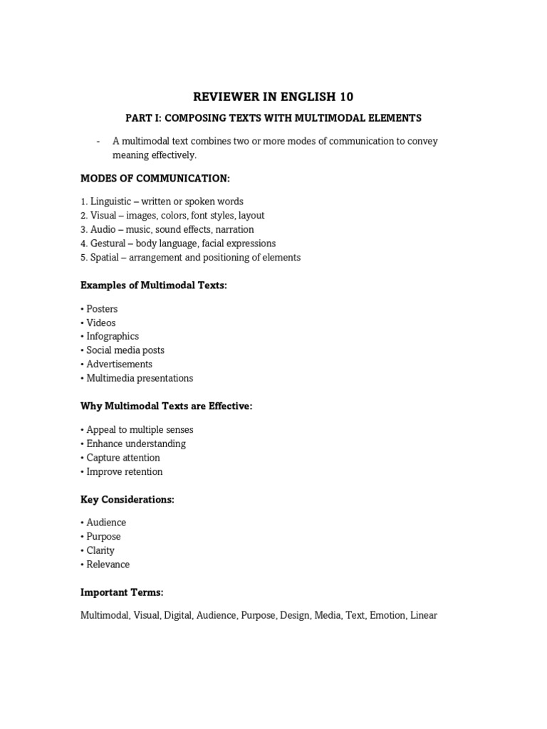 G10 English-Reviewer (1) | PDF | Essays | Human Communication