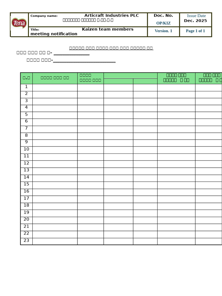 2. KPT Meeting Day Notification Form | PDF