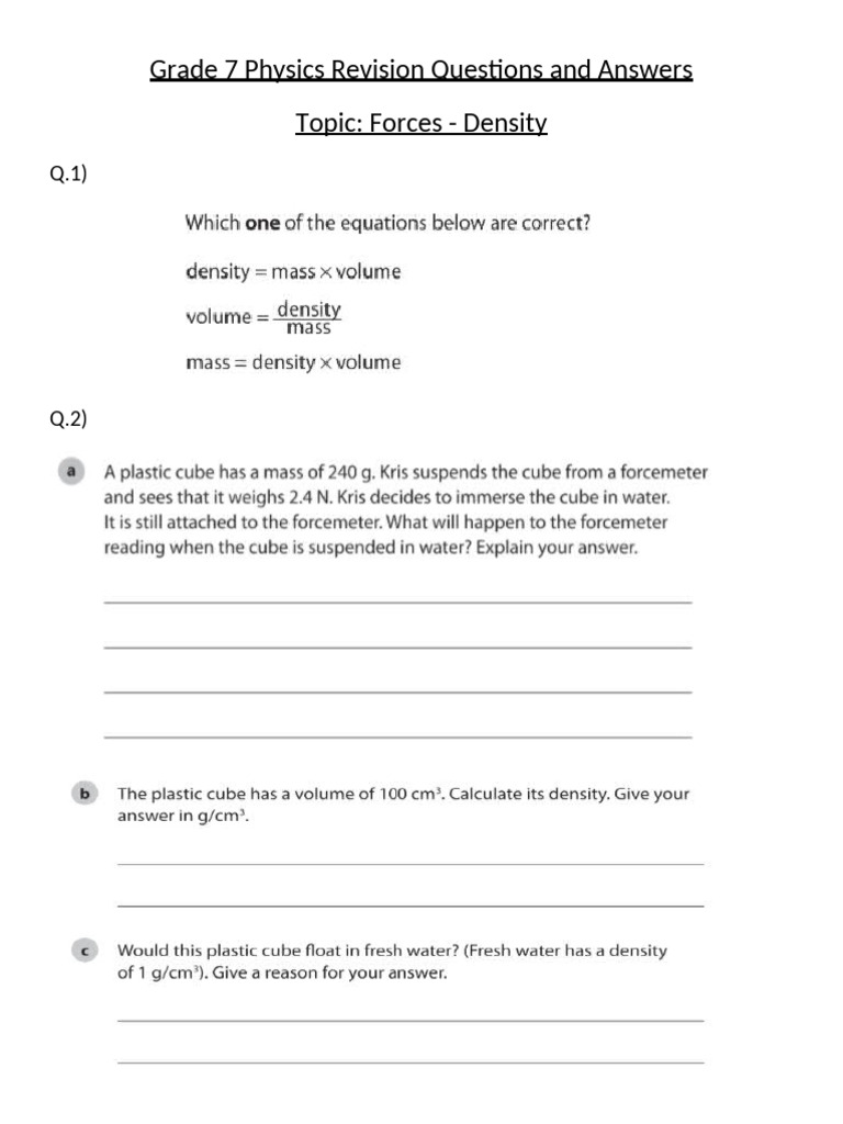 Forces Density Revision | PDF
