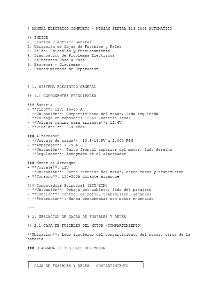 Electrico Nissan b13 | PDF | Relé | Soldadura