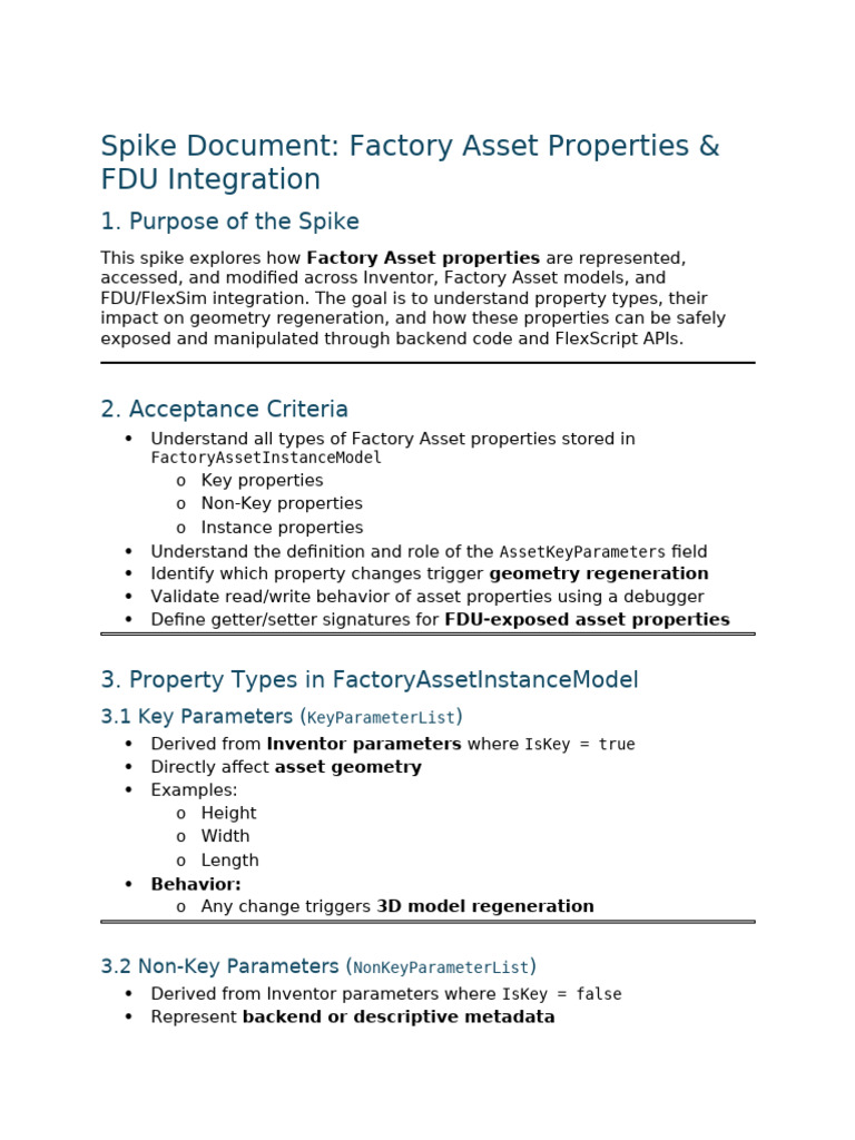Spike - Factory Asset Properties & Fdu Integration | PDF | Method ...