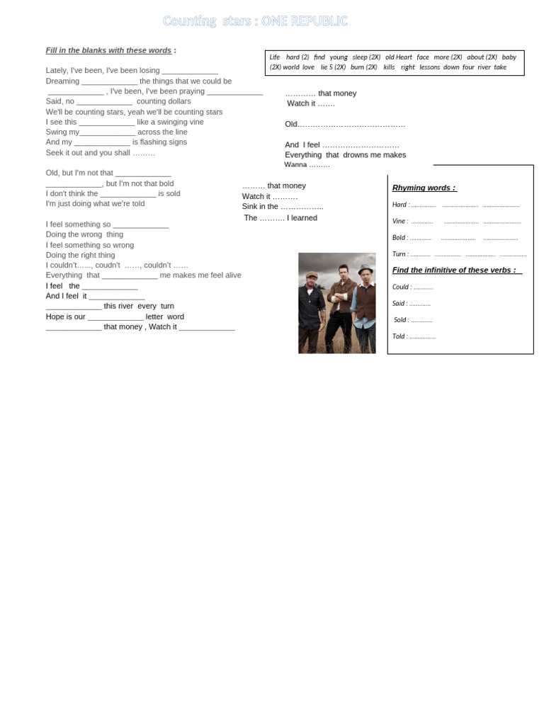 One Republic Counting Stars | PDF | Linguistics | Syntax