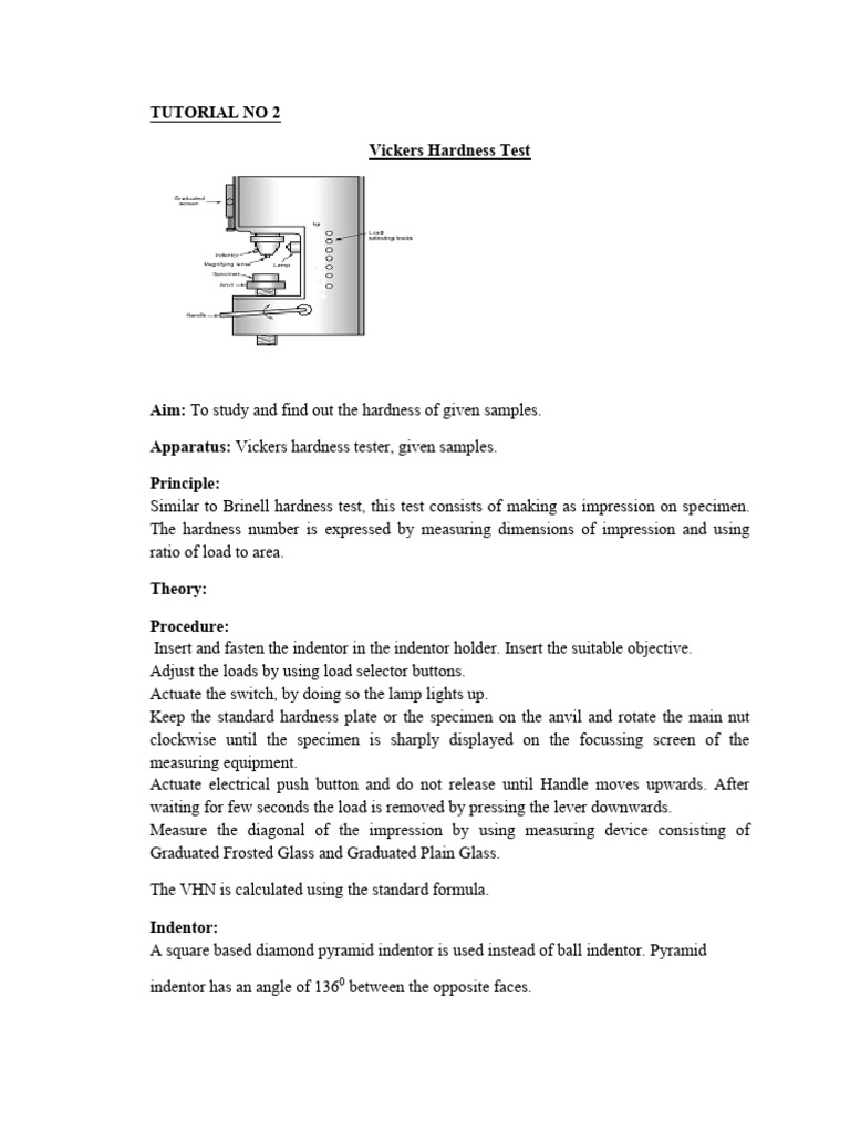 3) Vickers Hardness Test | PDF