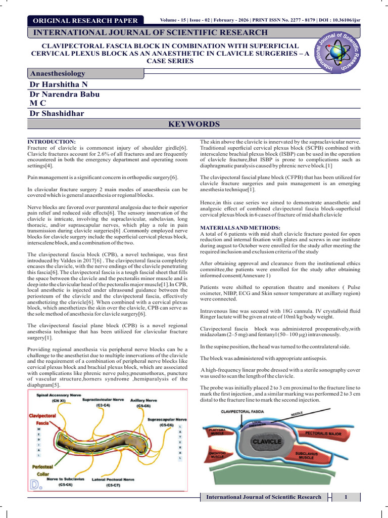 Clavipectoral Fascia Block in Combination With Superficial Cervical ...