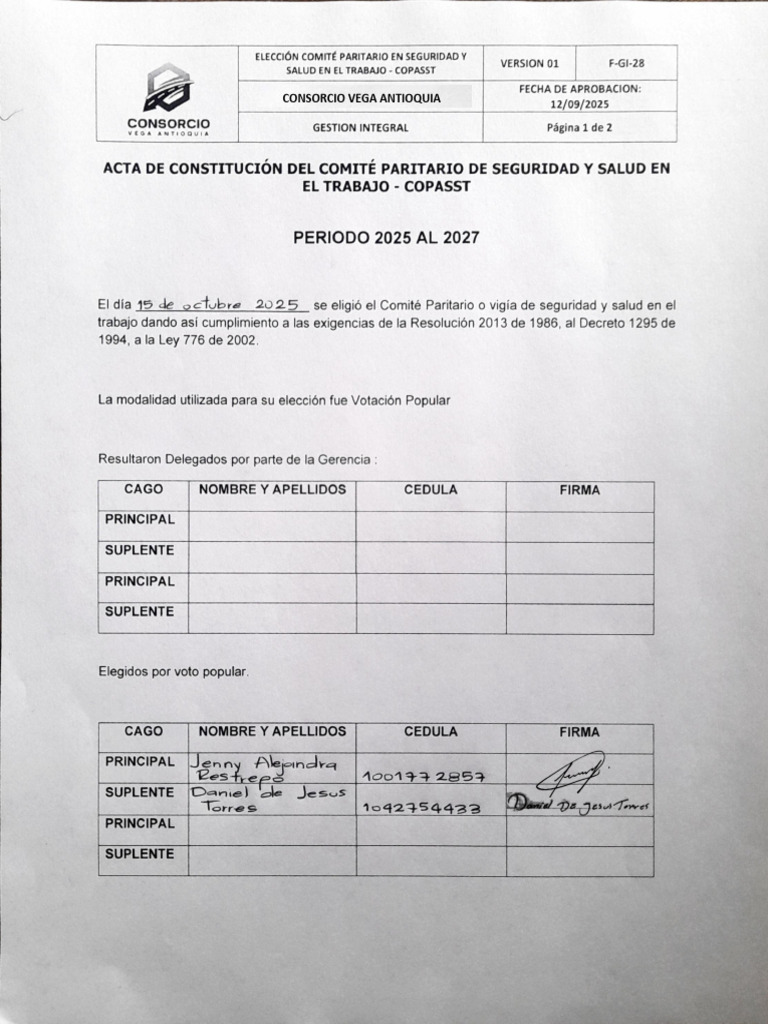 COPASST | PDF | Elecciones | Gobierno