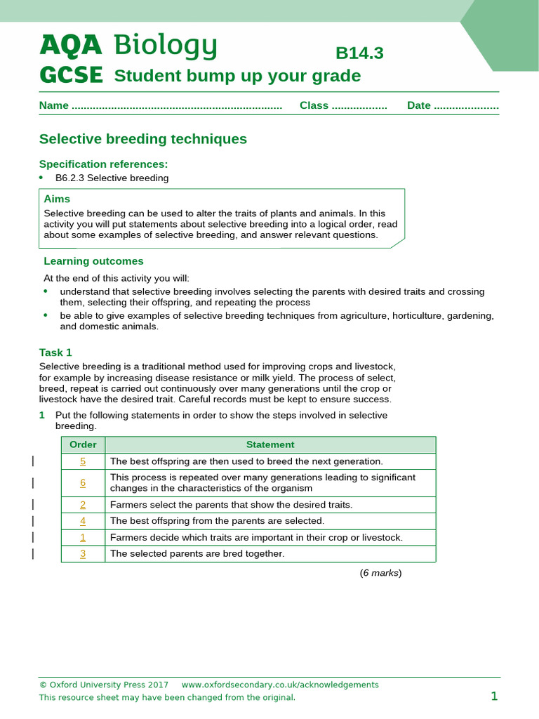 Selective Breeding | PDF | Plant Breeding | Selective Breeding