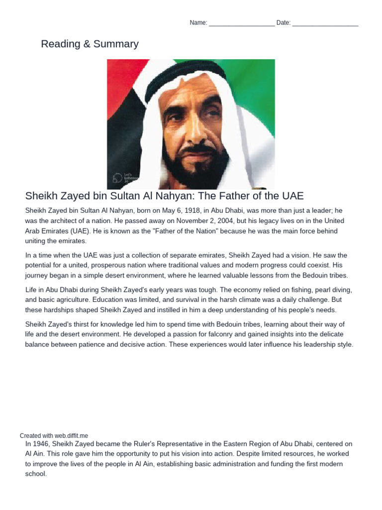 Sheikh Zayed Father of The UAE | PDF | United Arab Emirates | Economies