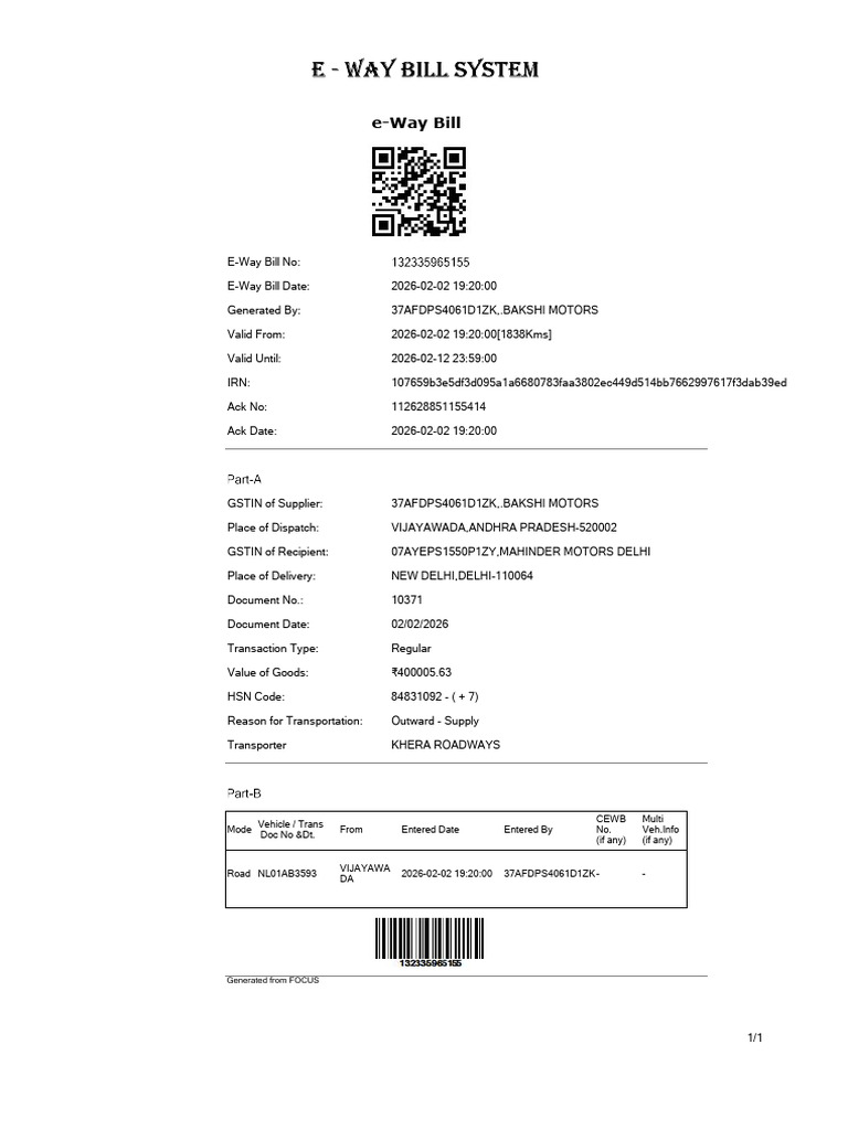 Mahinder Way Bill | PDF