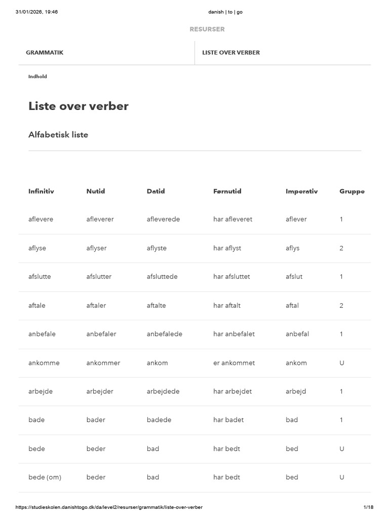 Liste Over Verber | PDF