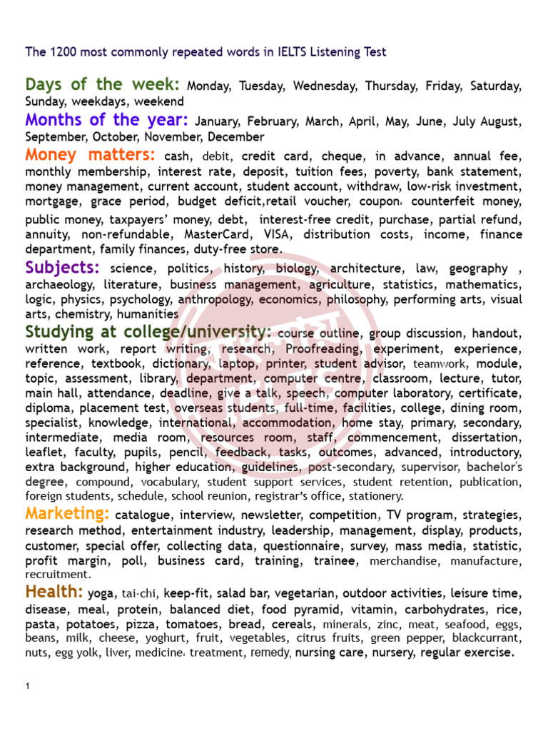 1200 Most Commonly Repeated Words | PDF | Transaction Account | Money