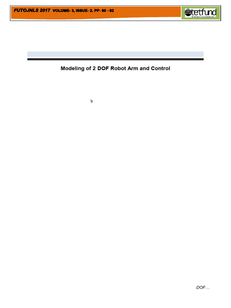 1514458541modeling of 2 Dof Robot Arm and Control | PDF | Control ...