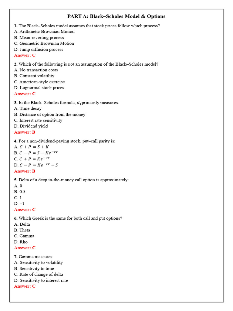 MCQ's of Futures and Derivatives | PDF | Greeks (Finance) | Black ...