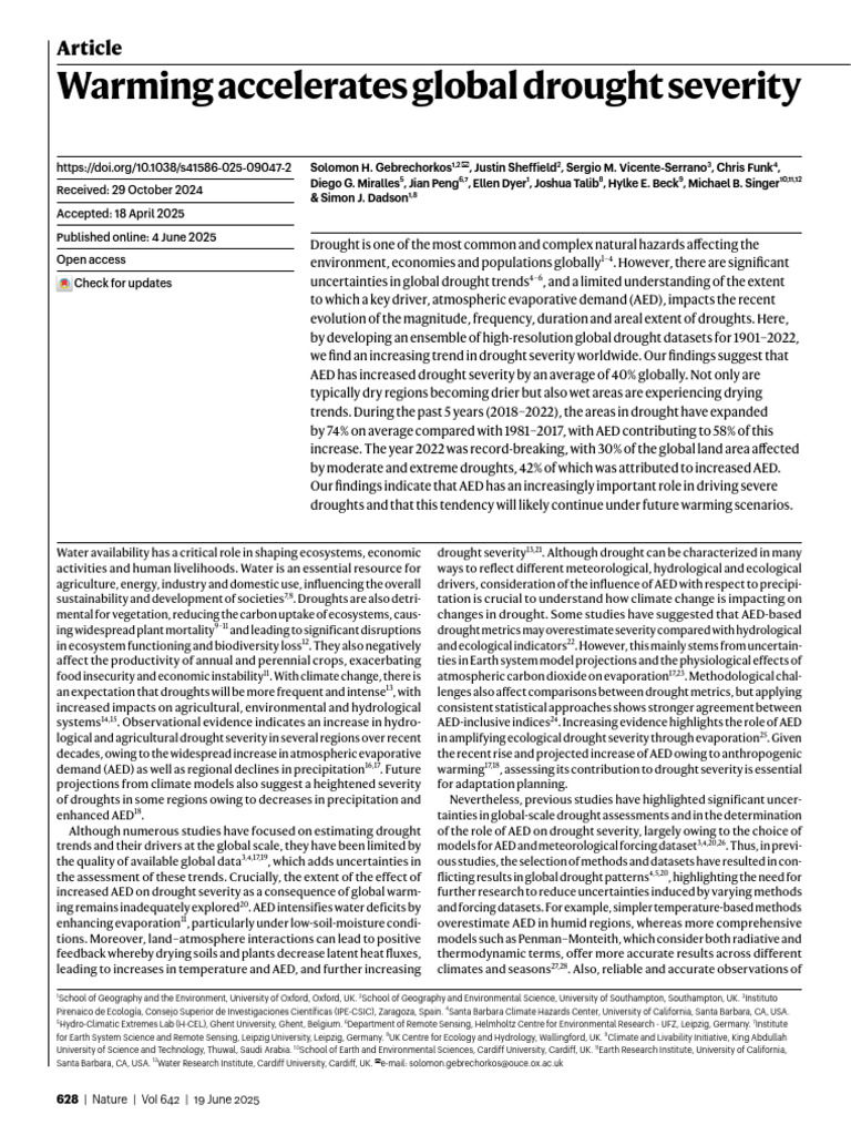 Sol Nature Published | PDF | Drought | Climate Change