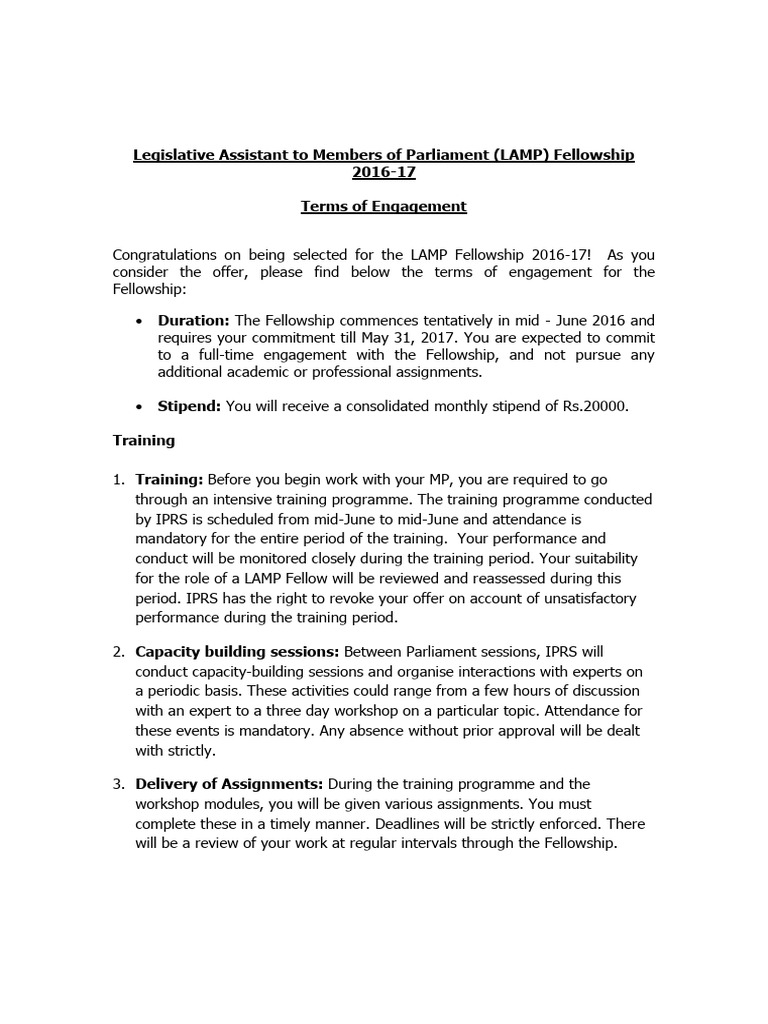 LAMP_Fellowship_Terms_Engagement 2016-17 _1__260125_064024 | PDF ...
