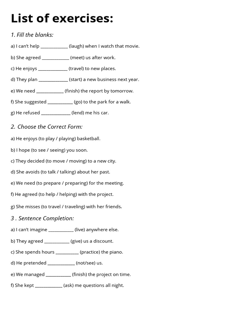 List of Exercises PDF | PDF