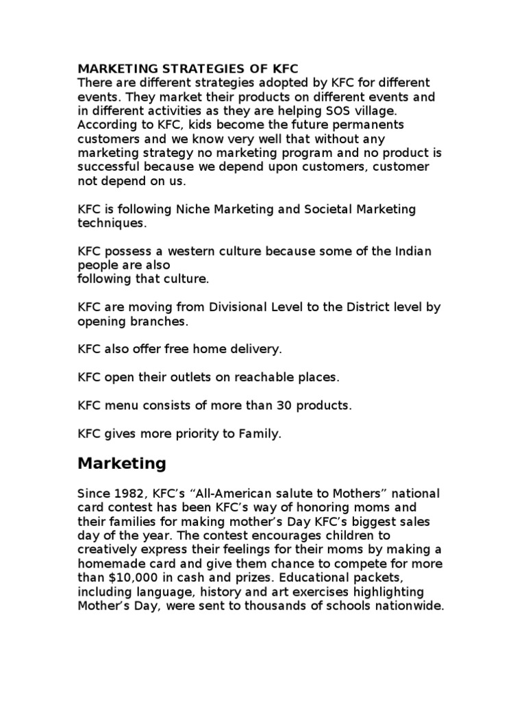 Marketing Strategies of KFC | PDF | Market Segmentation | Fast Food