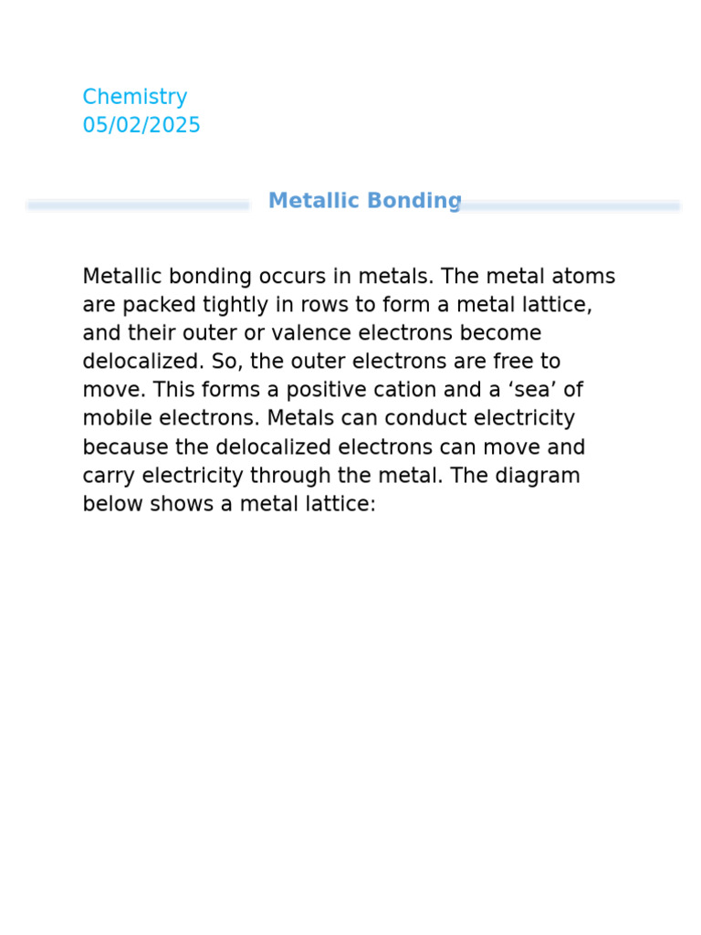 Metallic Bonding Notes | PDF