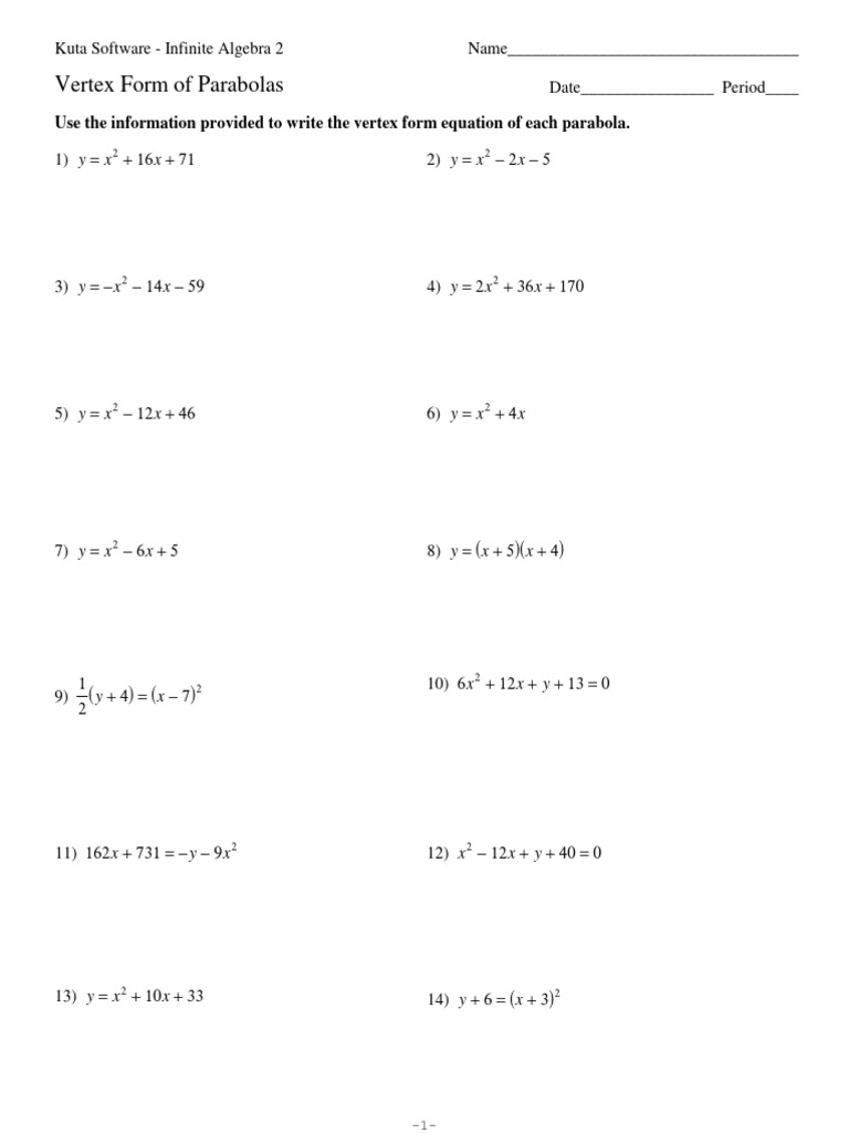 Vertex Form of Parabolas | PDF | Algebra | Graph Theory
