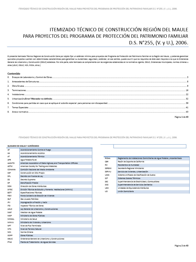 Itemizado Tecnico DS N° 255 Región del Maule_ 2015 | PDF | Hormigón ...