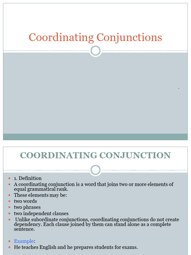 Coordinate Conjunctions | PDF