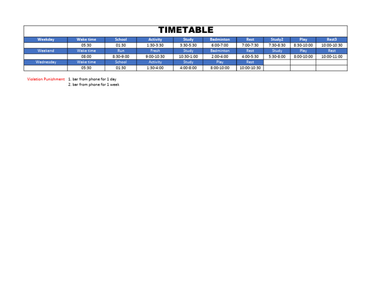 Timetable | PDF