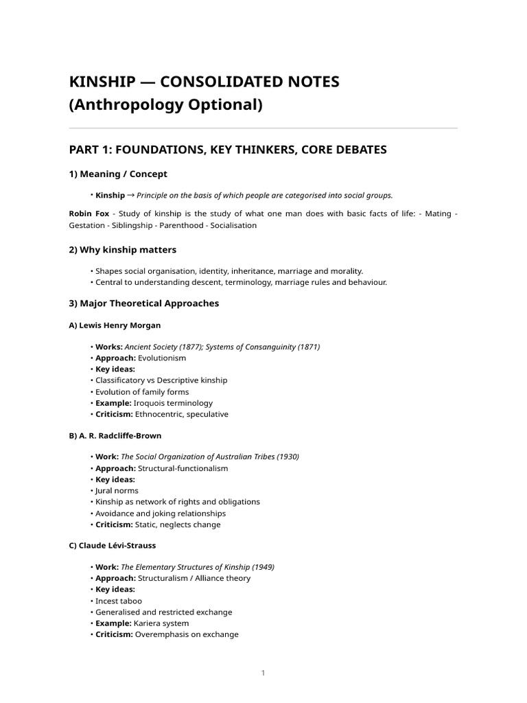Kinship (Anthropology Optional) - Consolidated Master File | PDF ...