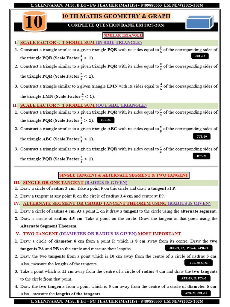 10th Maths EM - Geometry & Graph - English Medium - PDF Download | PDF ...